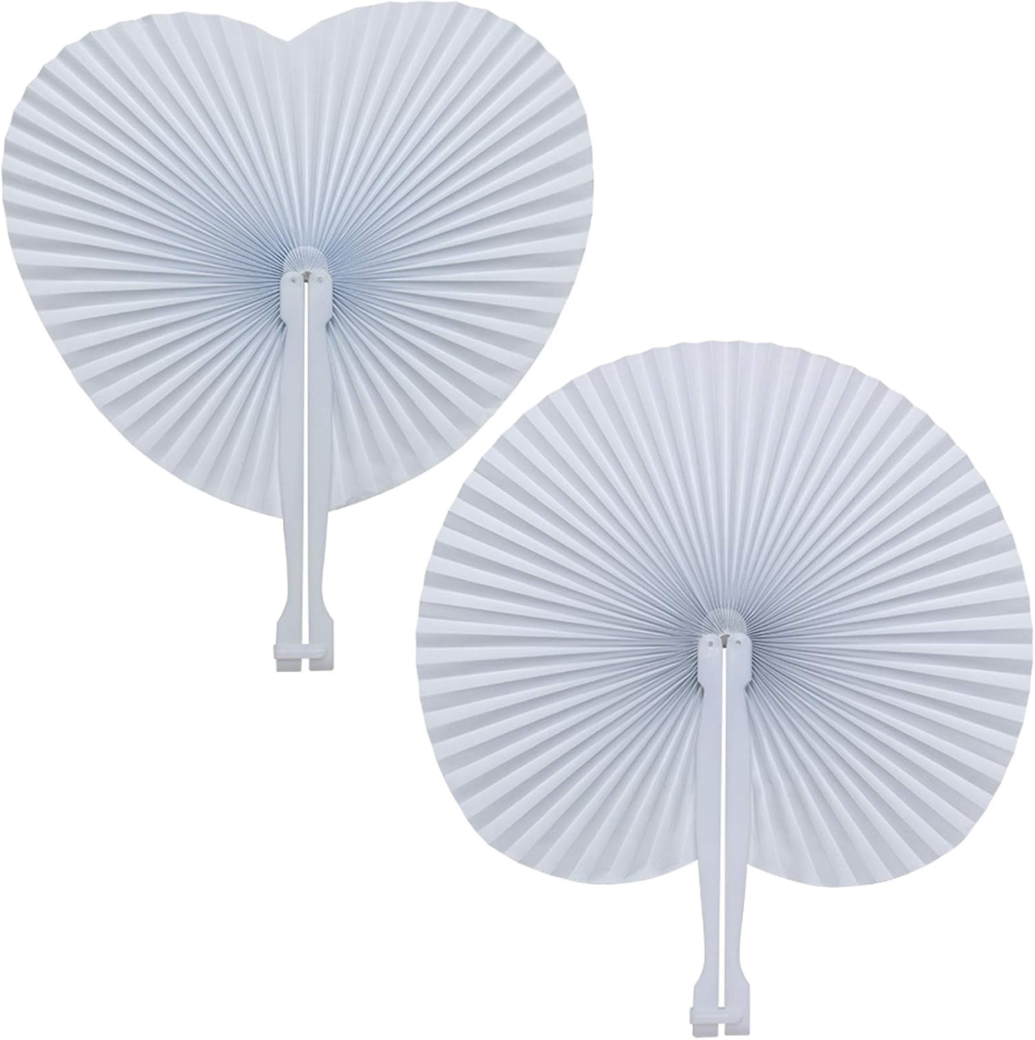 50 White Folding Fans- Round and Heart Shaped Handheld Folding ...