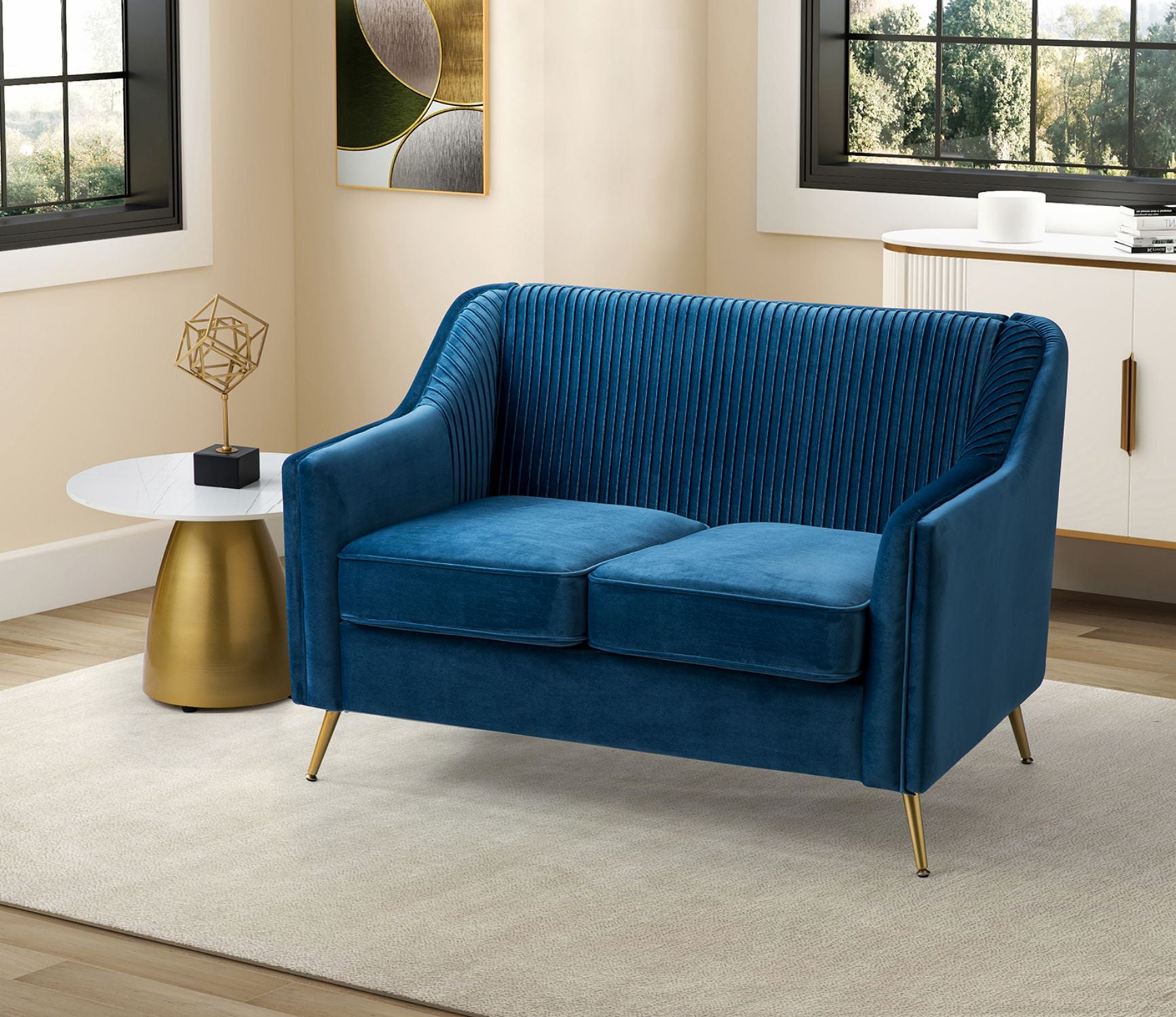 50'' Wide Loveseat Sofa, Upholstered Couch with Tufted Channel Backrest ...