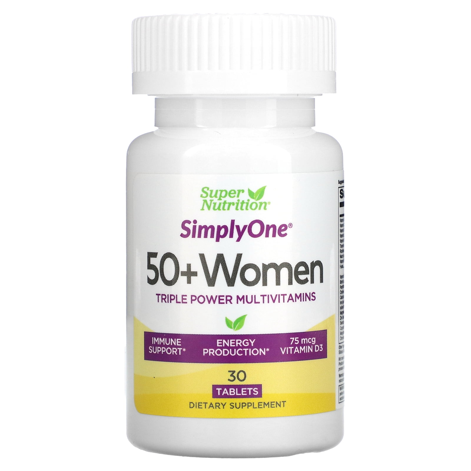 SuperNutrition SimplyOne 50 Plus Women Triple Power Multivitamin Tablets, 30 Ct - Walmart.com