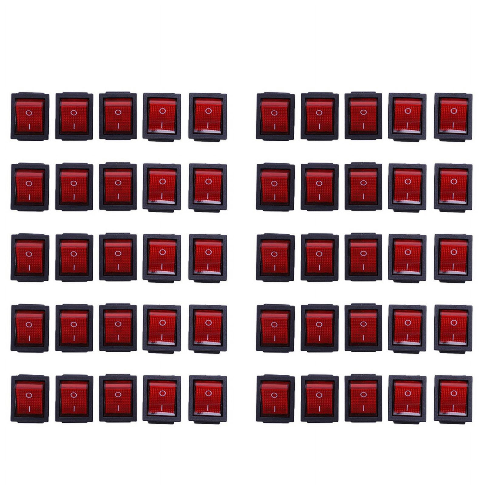 50 X Red Illuminated Light On/Off DPST Boat Rocker Switch 16A/250V 20A ...