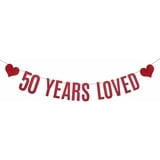 50 YEARS LOVED Banner,Pre-Strung, 50TH 50 Years Old Birthday/Wedding ...