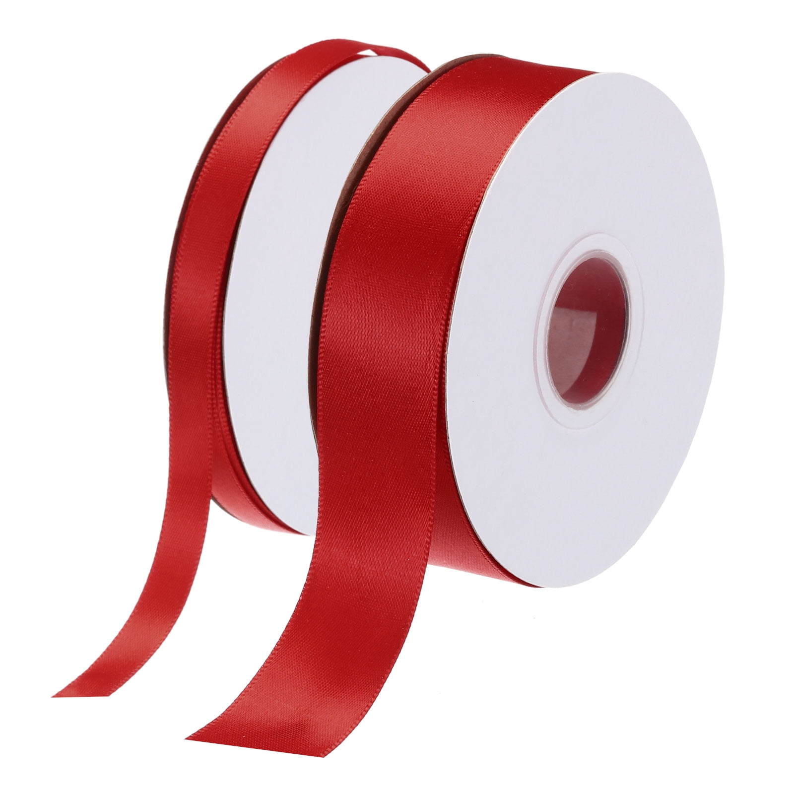 50 Yard Satin Ribbon for Gift Wrapping 3/8" & 1" Grosgrain Valentines Ribbon, Red(25 Yards/Each ...