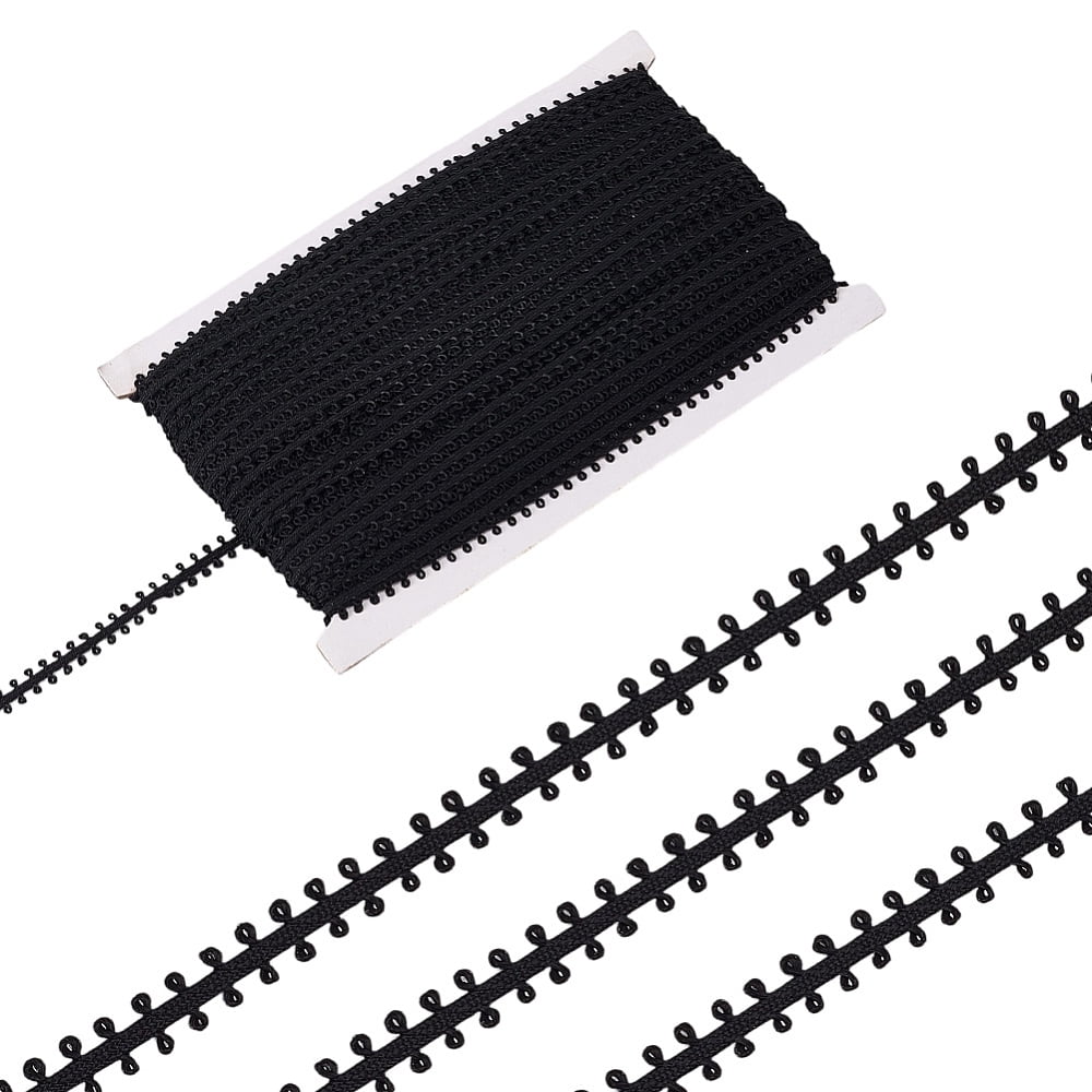 50 Yards 0.31 Inch Black Gimp Braid Trim Flat Woven Lace Tassel Cord ...