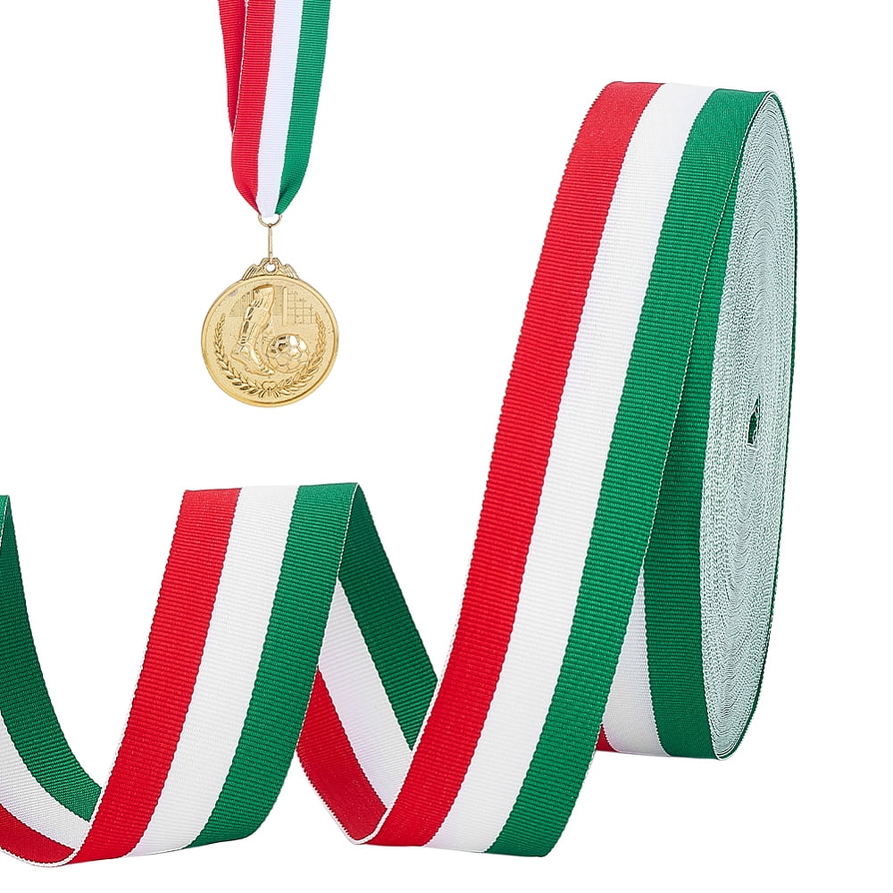 50 Yards 1.5inch Red White Green Stripe Ribbon Decorative Italian ...