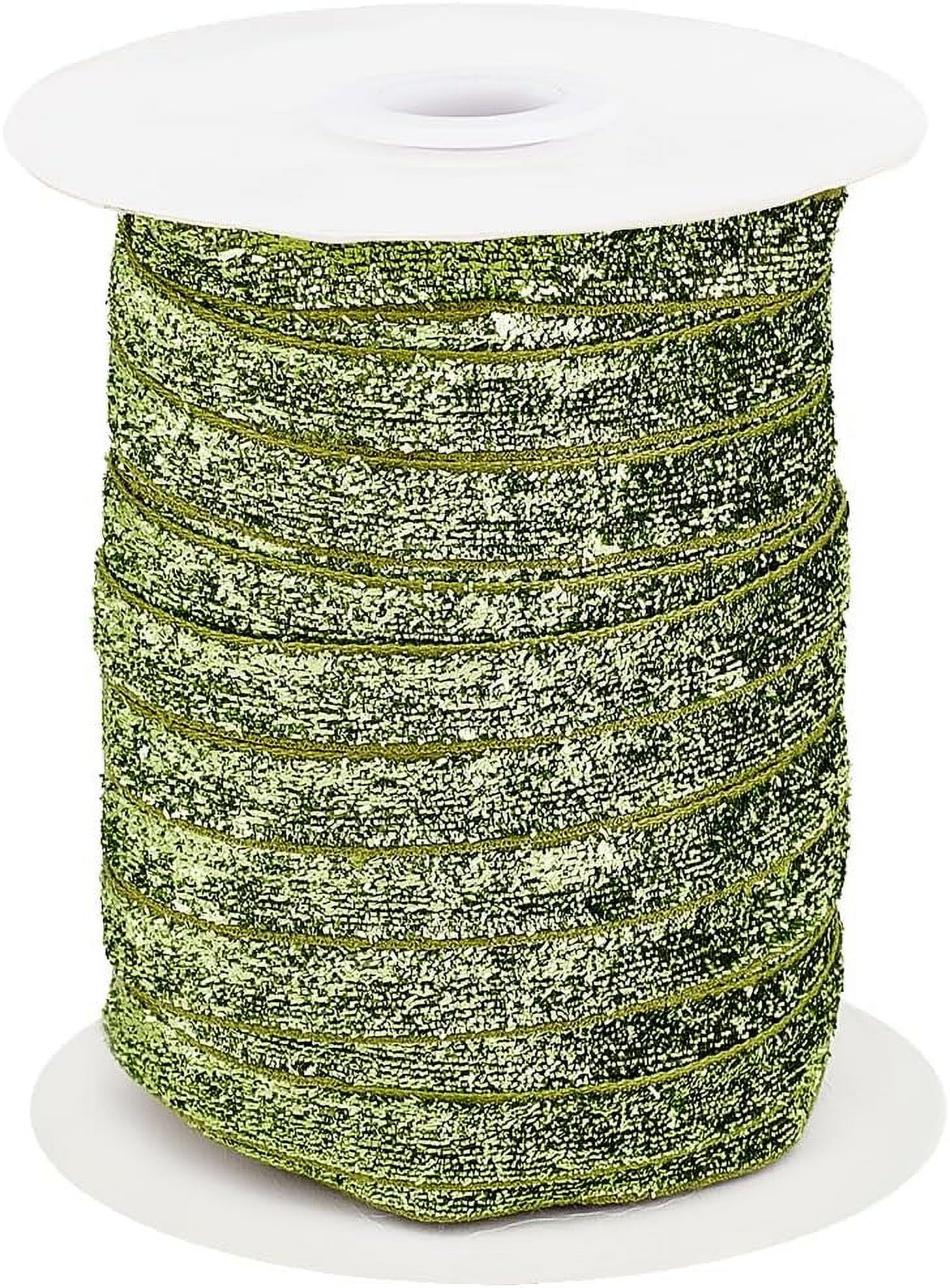 50 Yards 3/8 Inch Green Sequin Ribbon Trim Sparkle Glitter Ribbon Wired ...