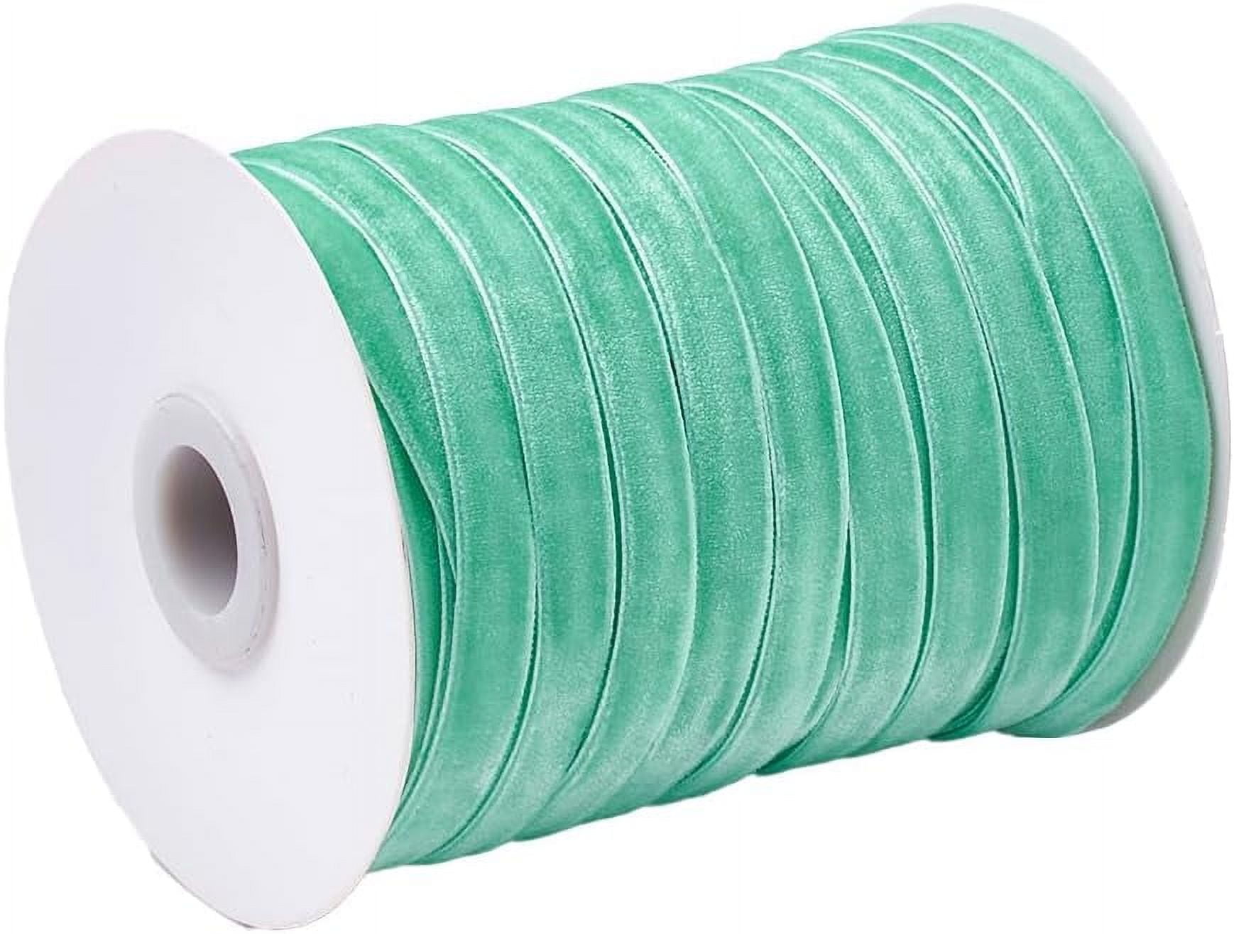 50 Yards 3/8 Inch Light Green Velvet Fabric Ribbon Soild Vintage Thin ...