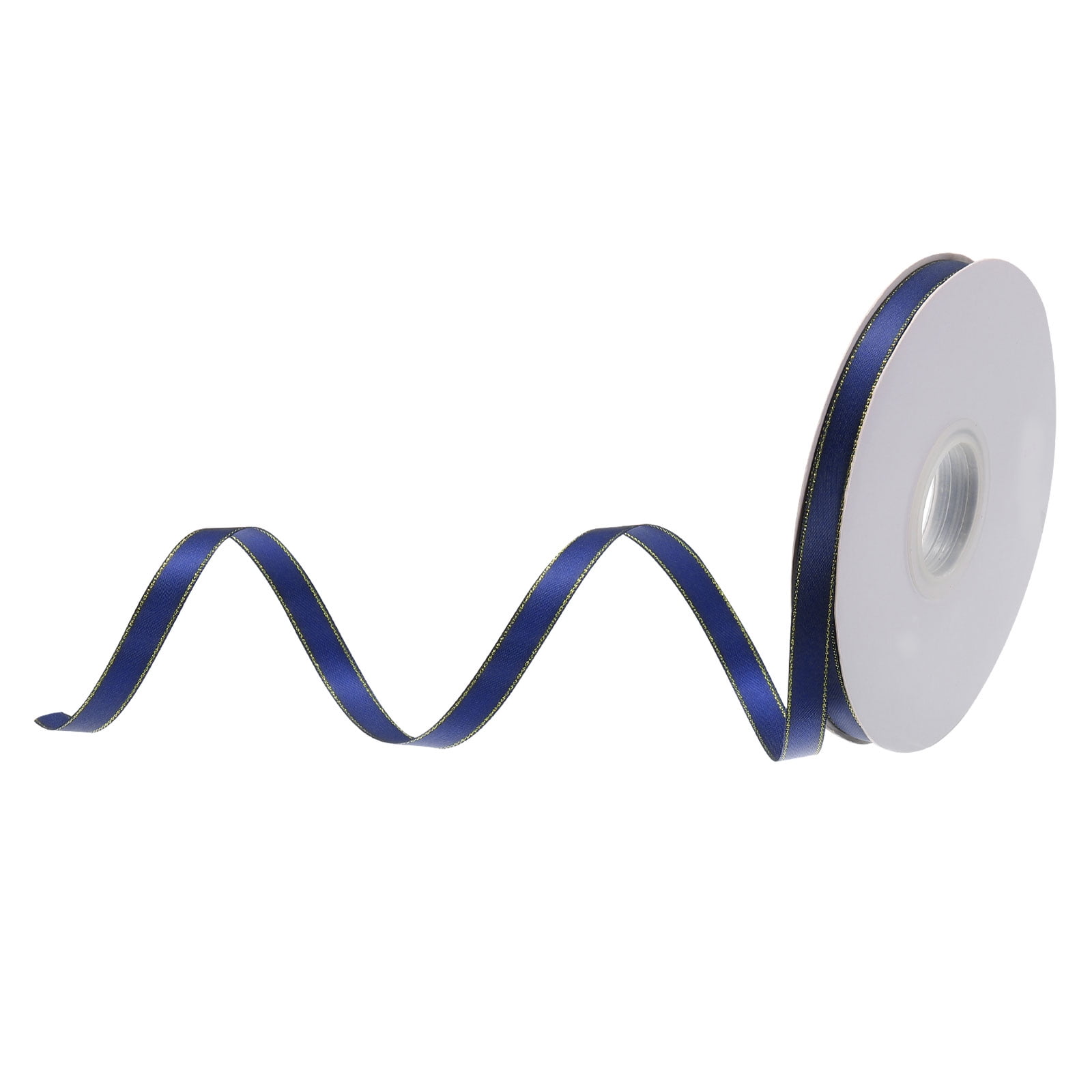 50 Yards 3/8 Inch Satin Ribbon Dark Blue Gold Edges Double Faced Ribbon ...