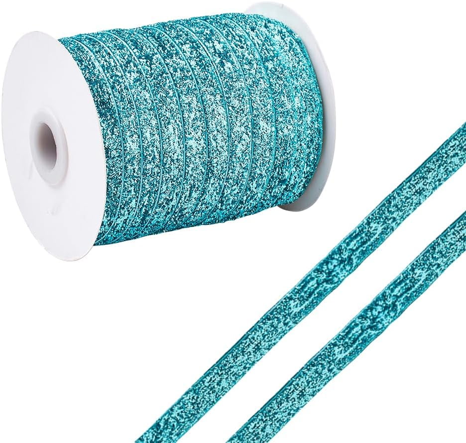 50 Yards 3/8 Inch Turquoise Sequin Trim Light Blue Metallic Glitter ...