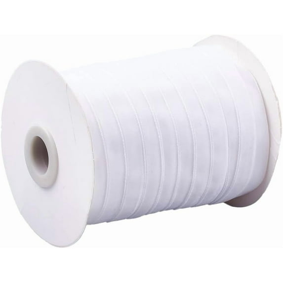 50 Yards 3/8 Inch White Velvet Ribbon Bulk Thin Soft Soild Single Face ...