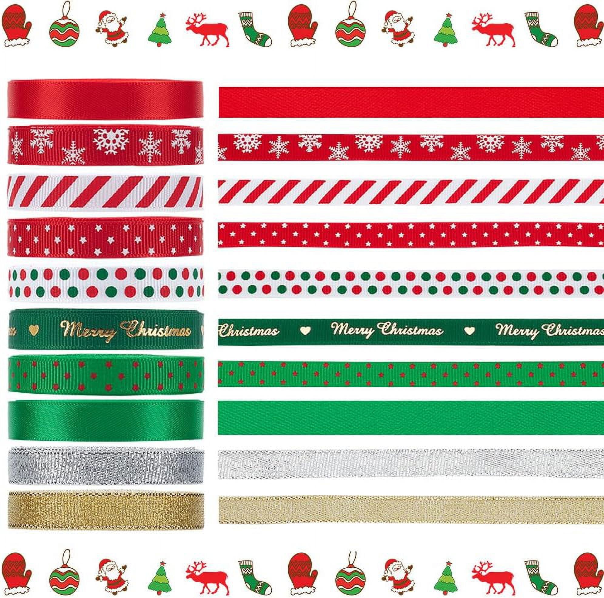 50 Yards/ 45.7m Christmas Grosgrain Ribbon Green and Red 10 Rolls 3/8 ...