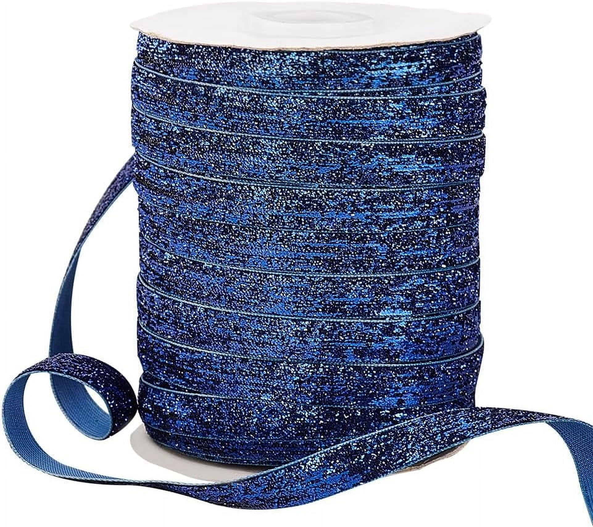 50 Yards Blue Glitter Metallic Sparkle Ribbon 3/8" (10mm) - Christmas ...