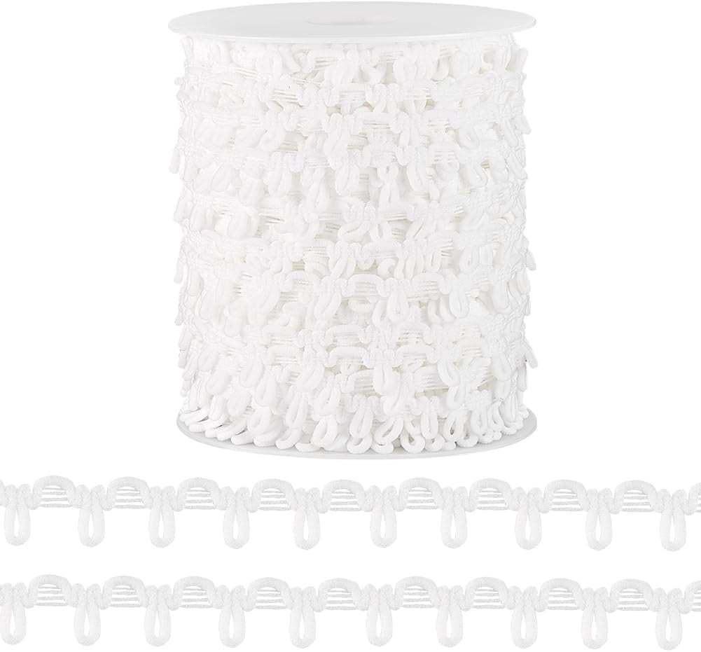 50 Yards Braid Trim with Elastic Button Loops White Button Elastic Loop ...