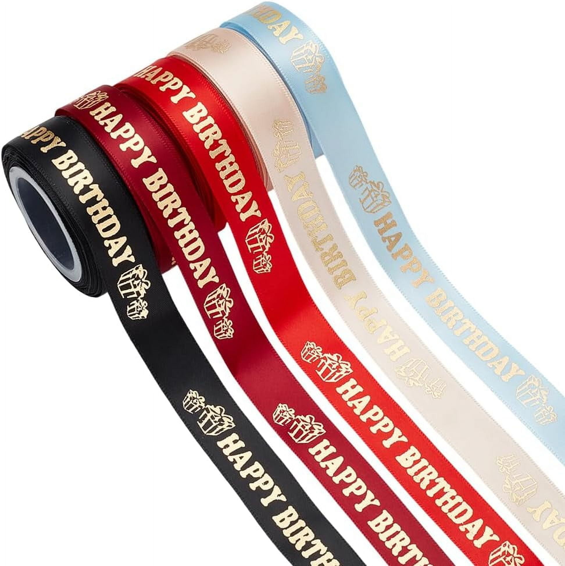 50 Yards Happy Birthday Ribbon 5 Colors Birthday Decoration Ribbon ...
