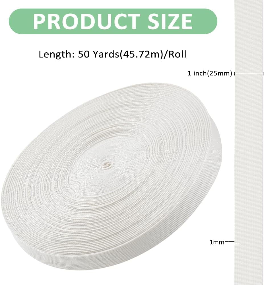 50 Yards Nylon Webbing Beige Heavy Duty Webbing Strap 1 Inch Wide Flat ...