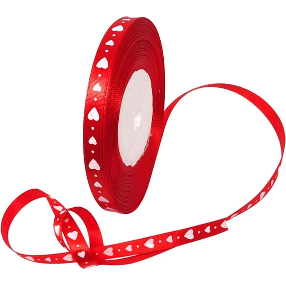 50 Yards Red Love Heart Ribbon Valentine's Day Gifts Ribbon for Crafts ...
