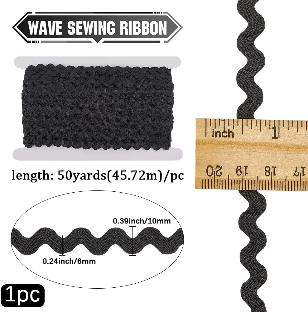 50 Yards Rick Rack Trim for Sewing 3/8 Inch RIC Rac Black Sewing ...