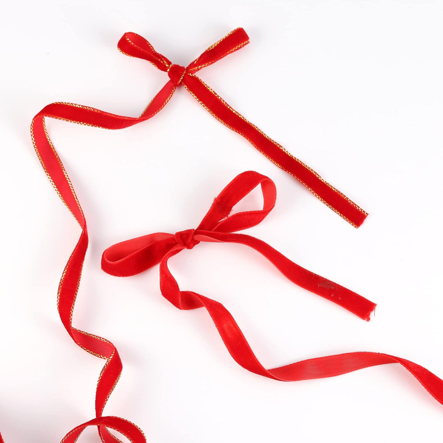 50 Yards Single Face Ribbon Red Velvet Ribbon For Gift Wrapping（10Mm,2 ...