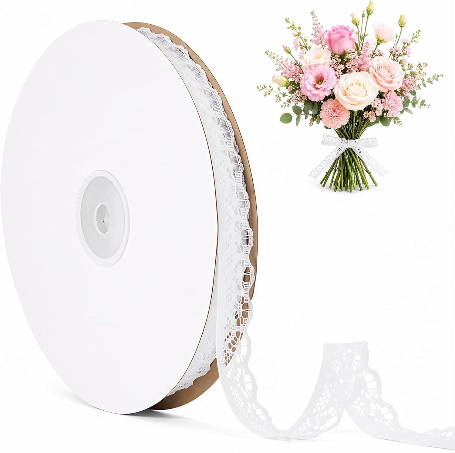 50 Yards White Lace Trim Ribbon Roll, Vintage Crochet Lace for Gift ...