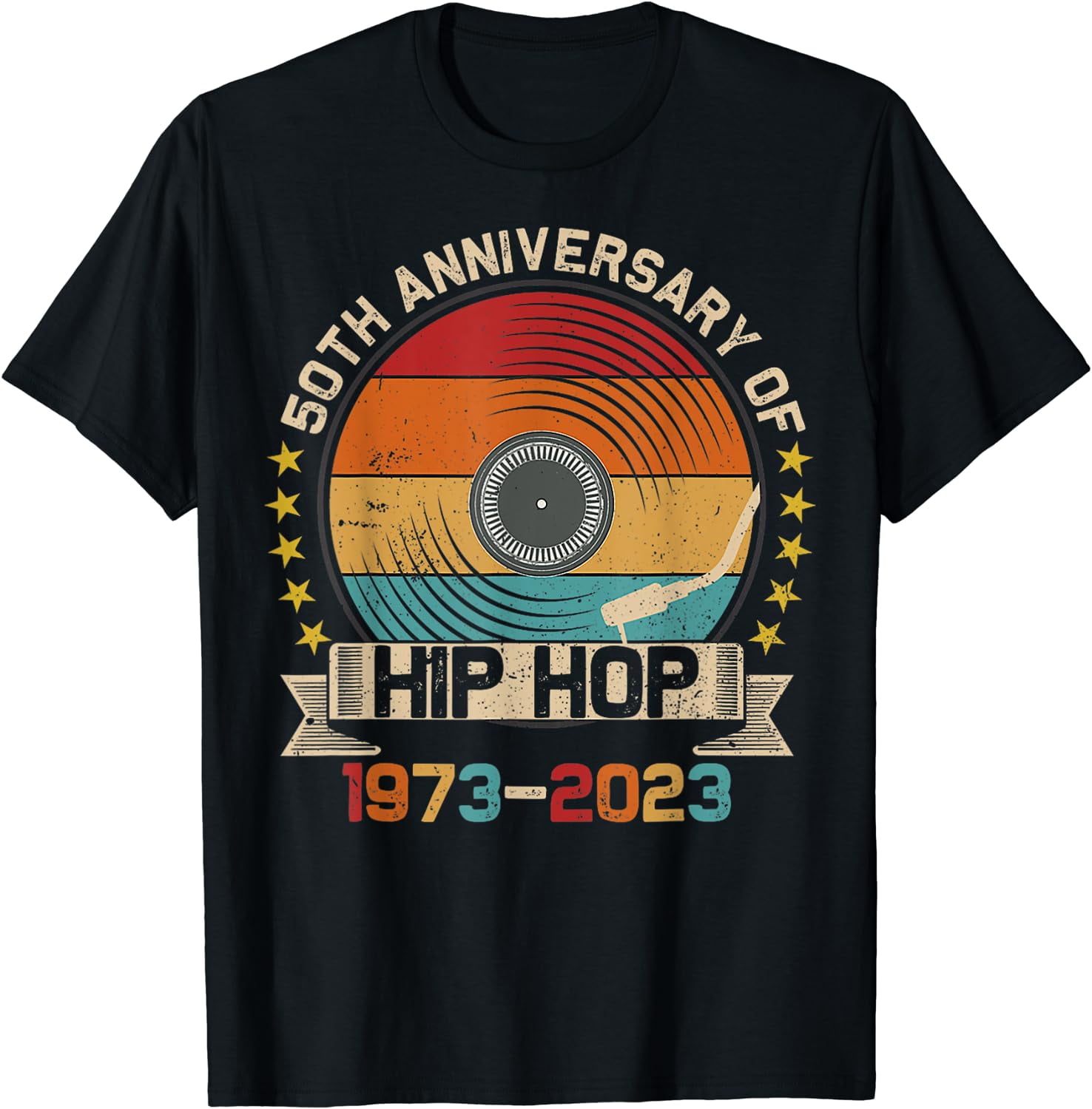 50 Years Hip Hop Vinyl Retro 50th Anniversary Celebration T-Shirt ...