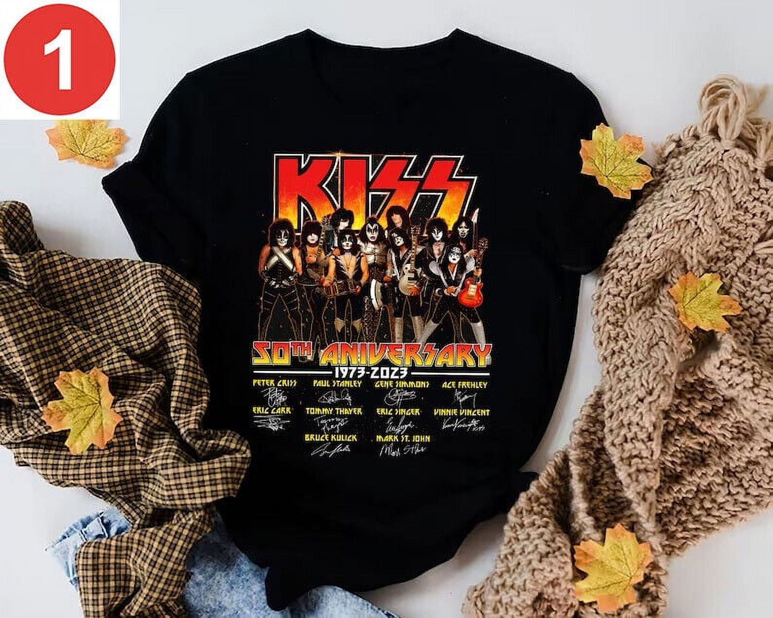 50 Years KISS Rock Band Shirt, KISS Band Signatures Shirt - Walmart.com