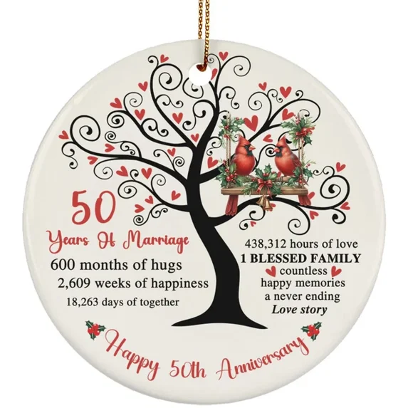 50 Years Love Story Ornament Happy 50th Anniversary Cute Cardinal ...