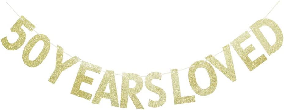 50 Years Loved Gold Glitter Banner for 50th Birthday/Wedding ...