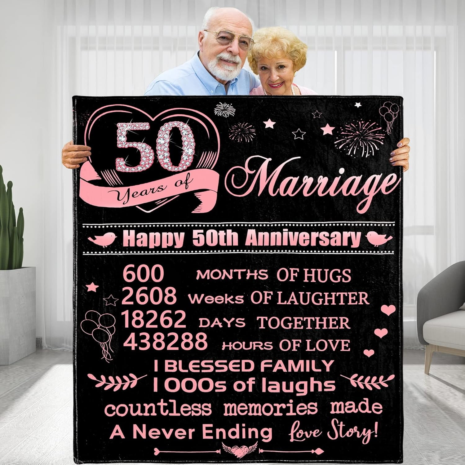 50 Years of Marriage Anniversary Blankets Gifts for Women, Happy 50th ...