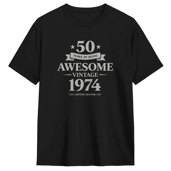 50 Years Of Being Awesome Vintage 1974 Retro Graphic Tee For Men And ...