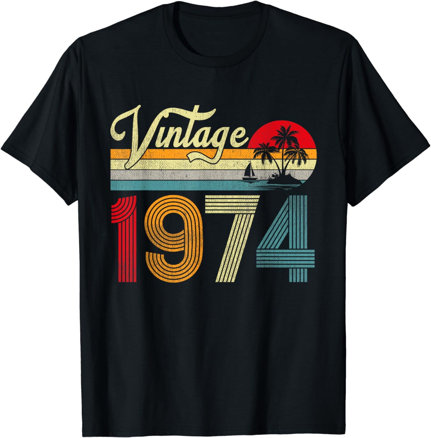 50 Years Old Gift Men Women Vintage 1974 50th Birthday Retro T-Shirt ...
