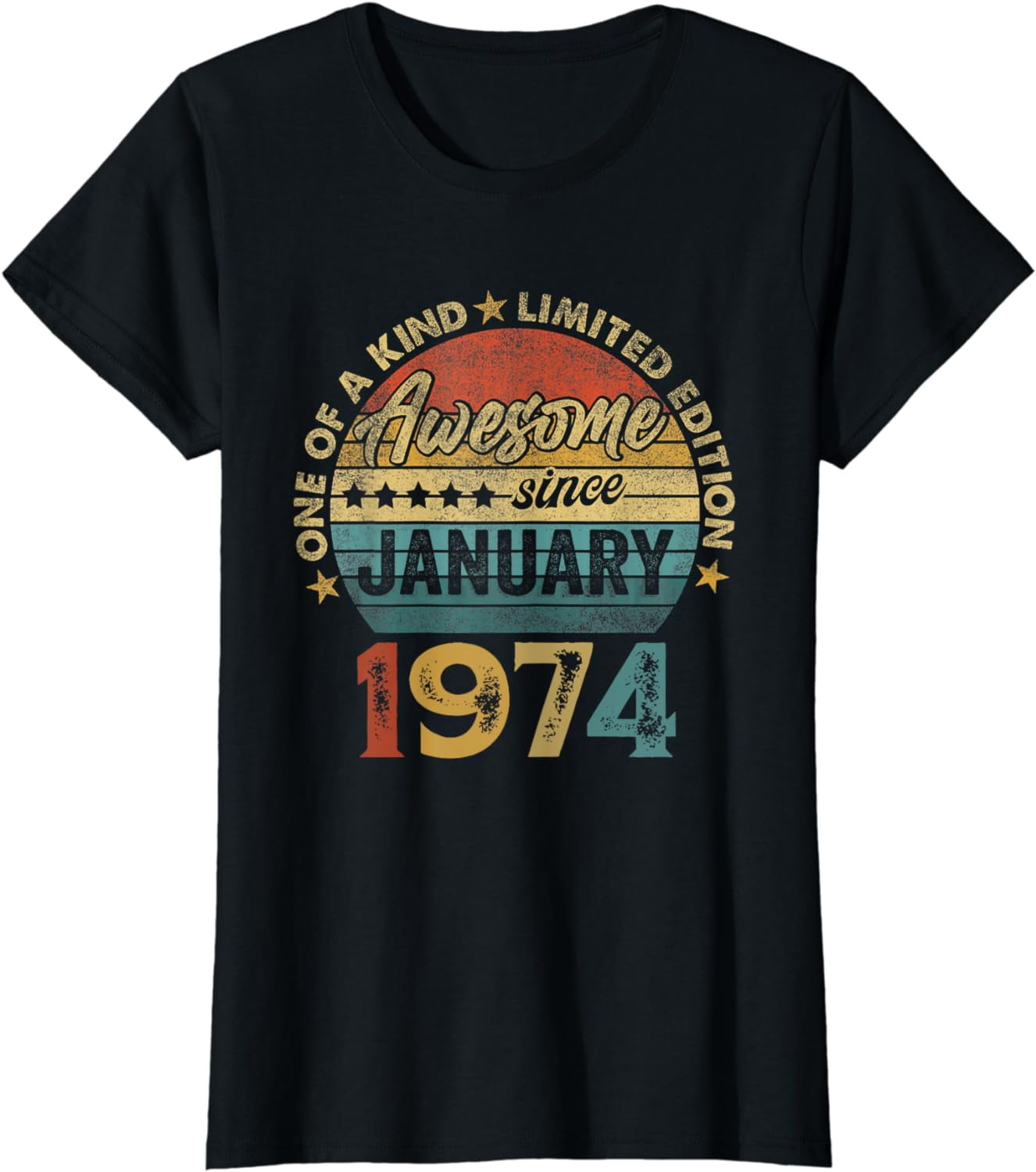 50 Years Old January 1974 Vintage Retro 50th Birthday Gifts T-Shirt ...