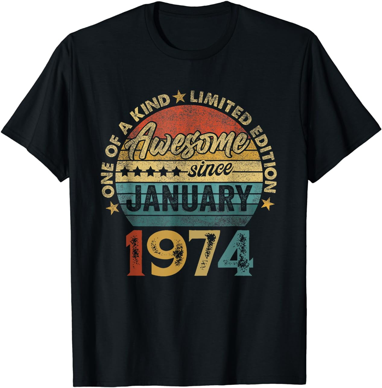 50 Years Old January 1974 Vintage Retro 50th Birthday Gifts T-Shirt ...