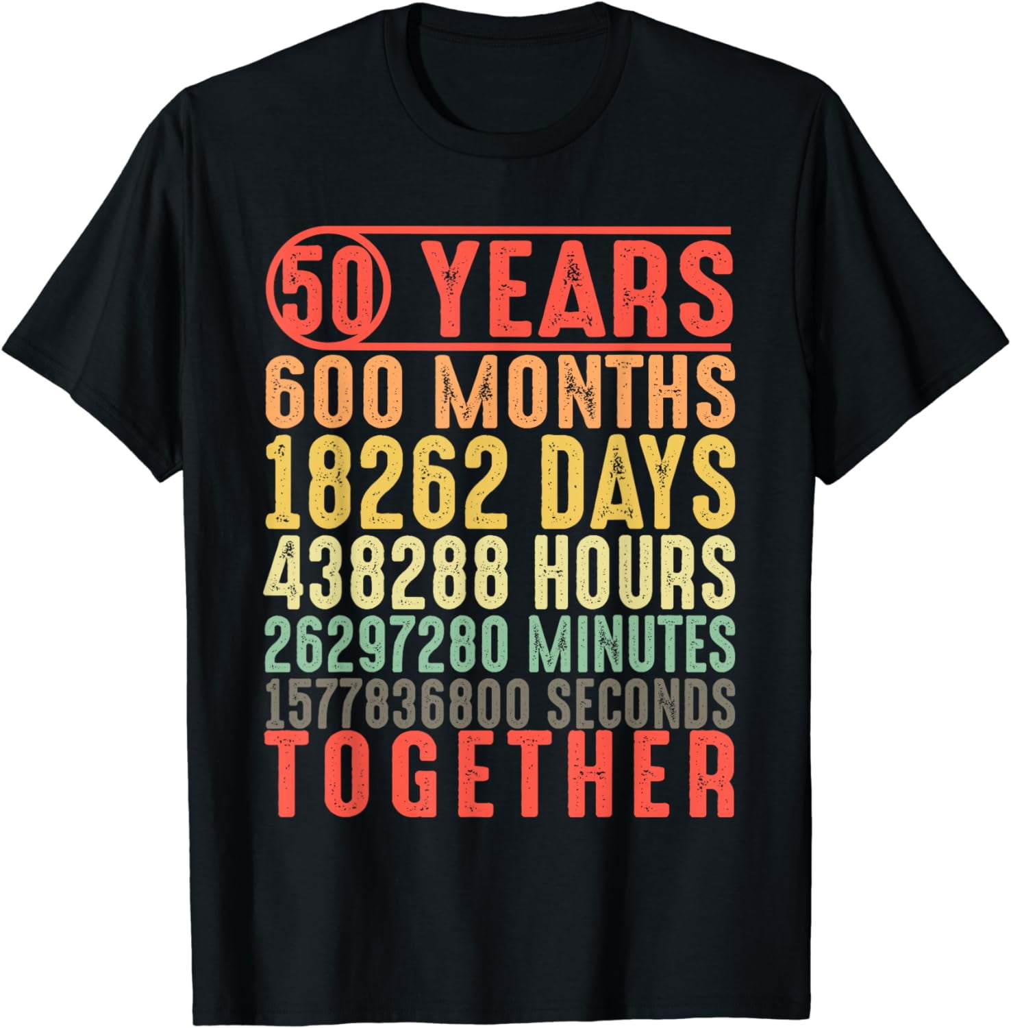 50 Years Together 50th Anniversary Parents Married Couples T-Shirt ...