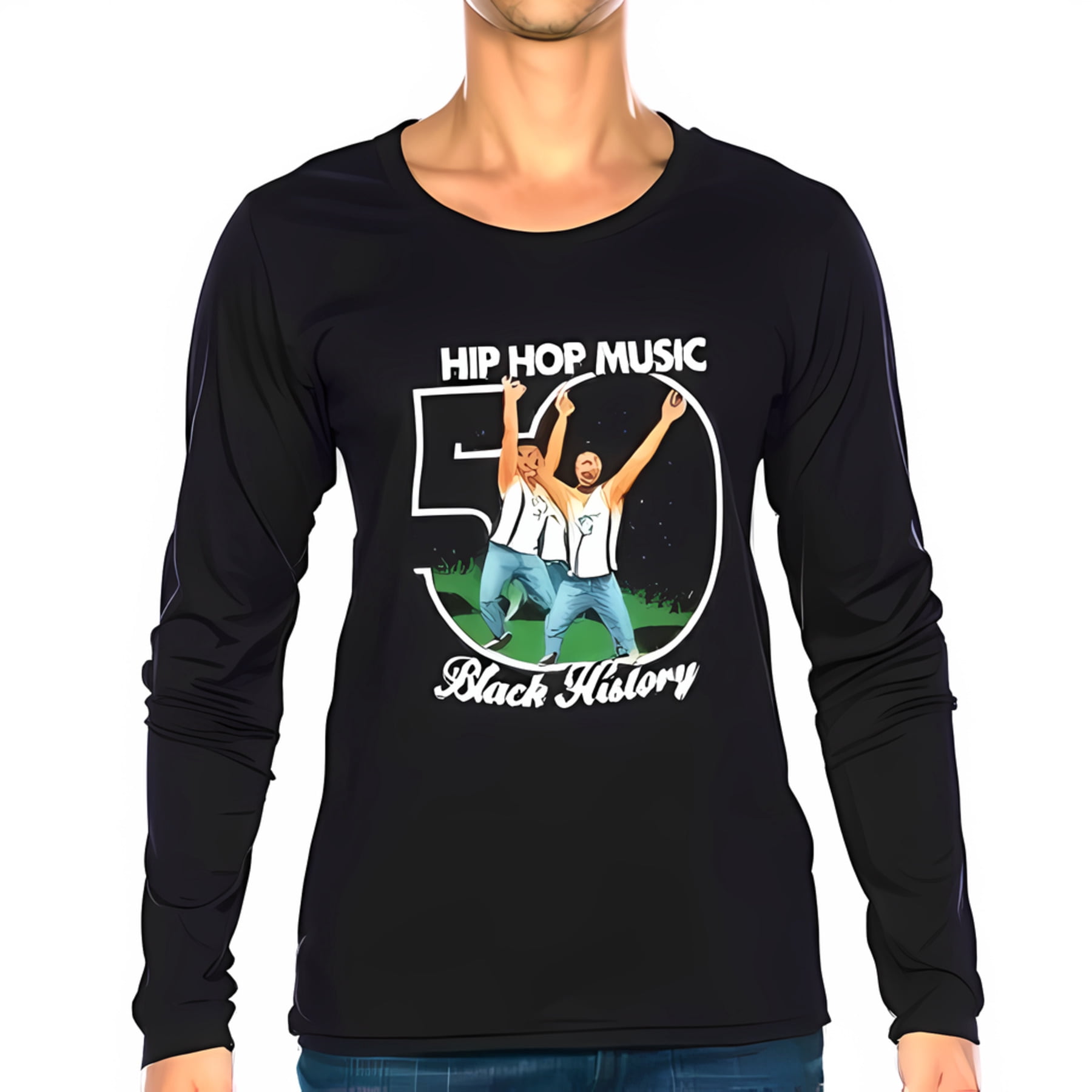 50 Years of Hip Hop Music Long Sleeve T-Shirt - Bold Graphic Design ...