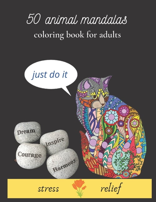 50 animal mandalas coloring book for adults stress relief: Coloring ...