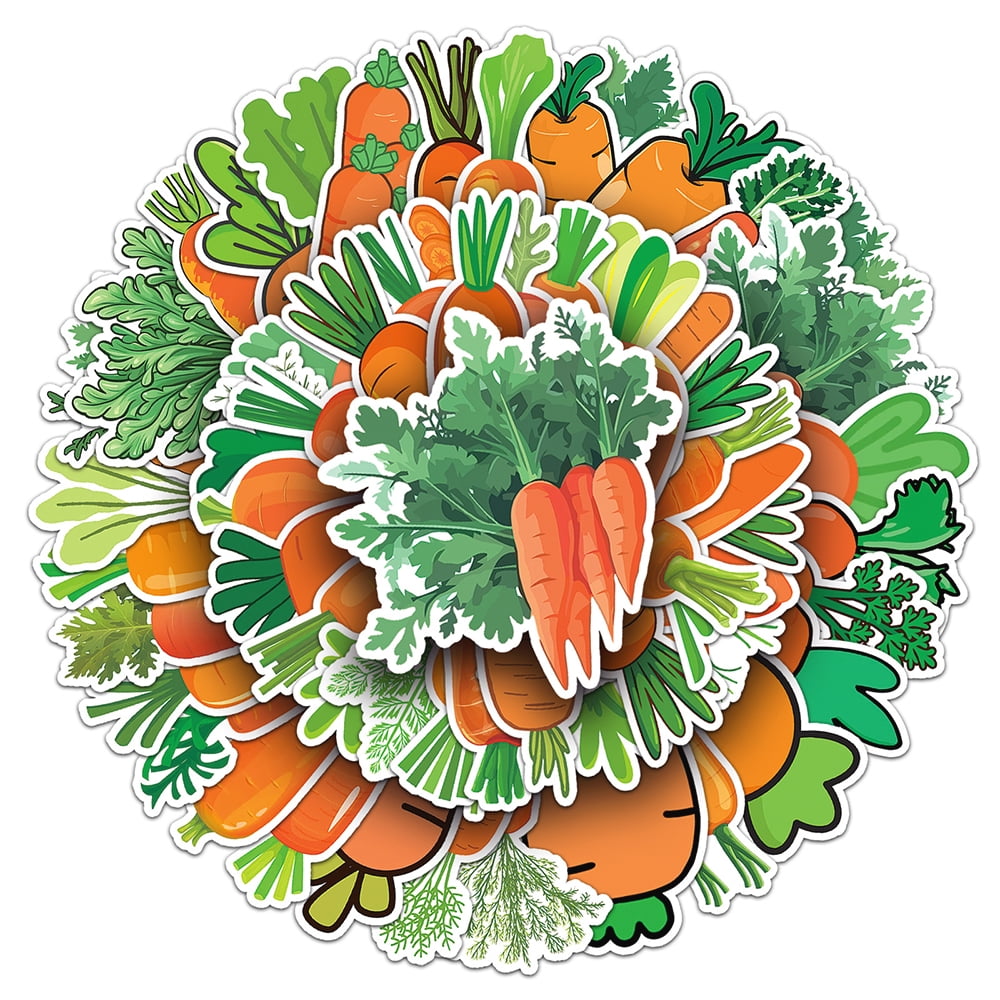 50 carrot stickers cartoon vegetable waterproof decoration notebook ...