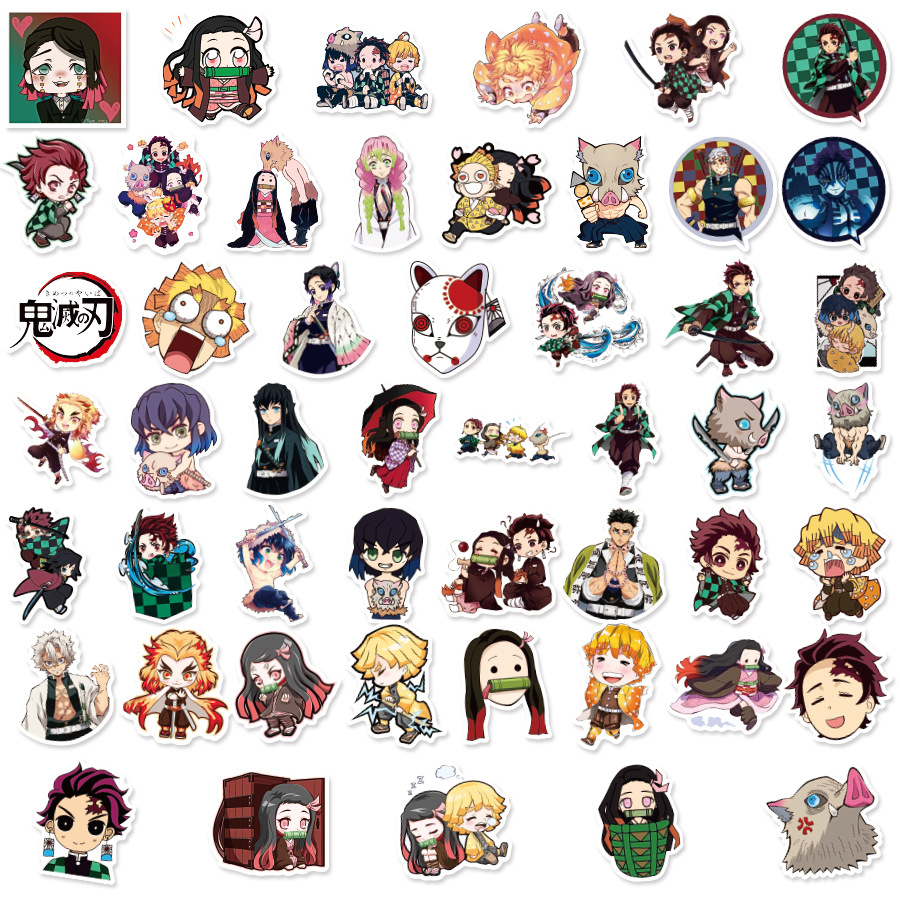 50 cartoon Demon Slayer stickers cute line stickers notebook luggage ...
