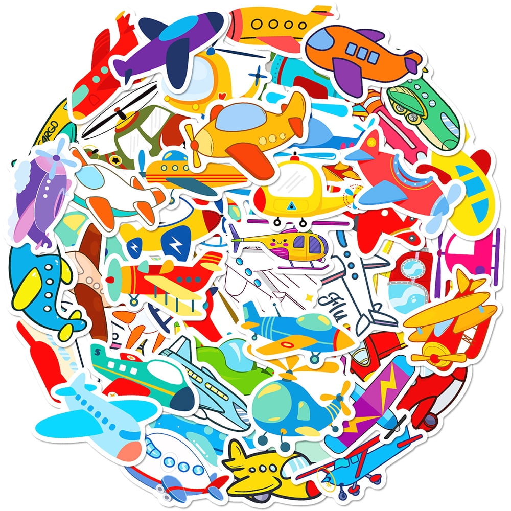 50 cartoon airplane stickers with creative personality, cute cartoon ...