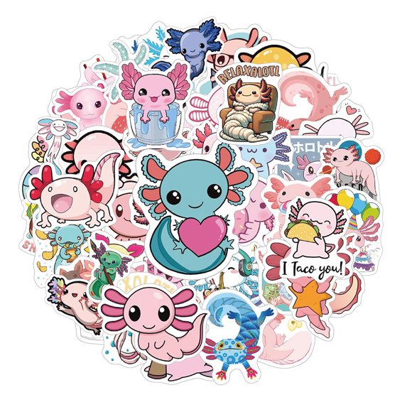 50 cartoon cute salamander stickers, luggage, books, water bottles ...