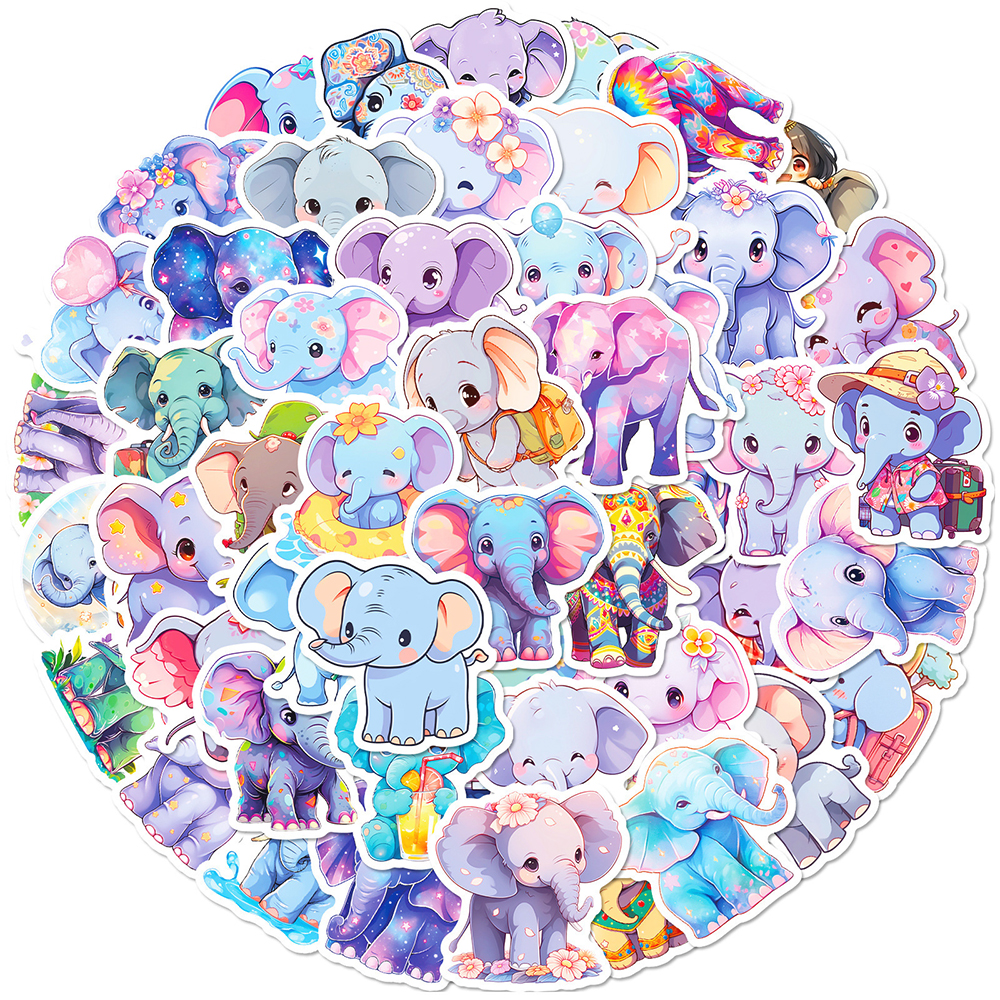50 cartoon cute stickers, new children's painted animal elephant ...