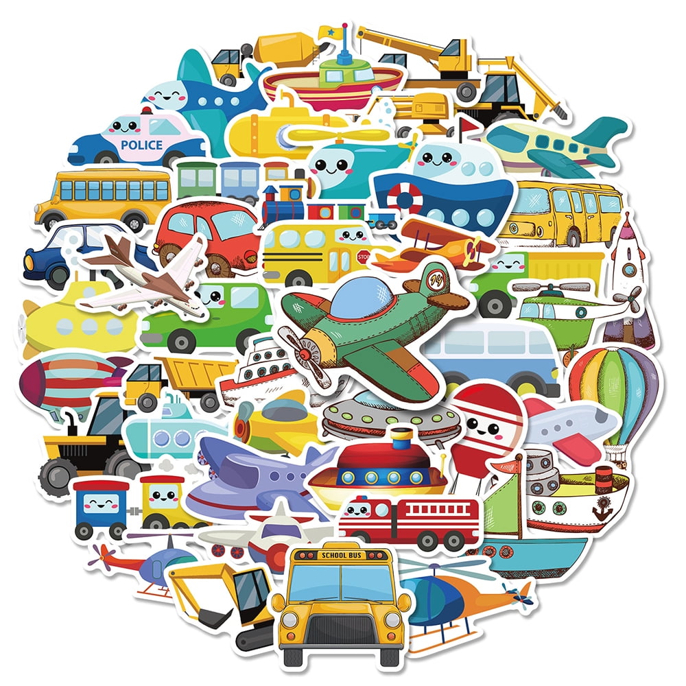 50 cartoon ferry stickers, traffic car recognition, children's ...