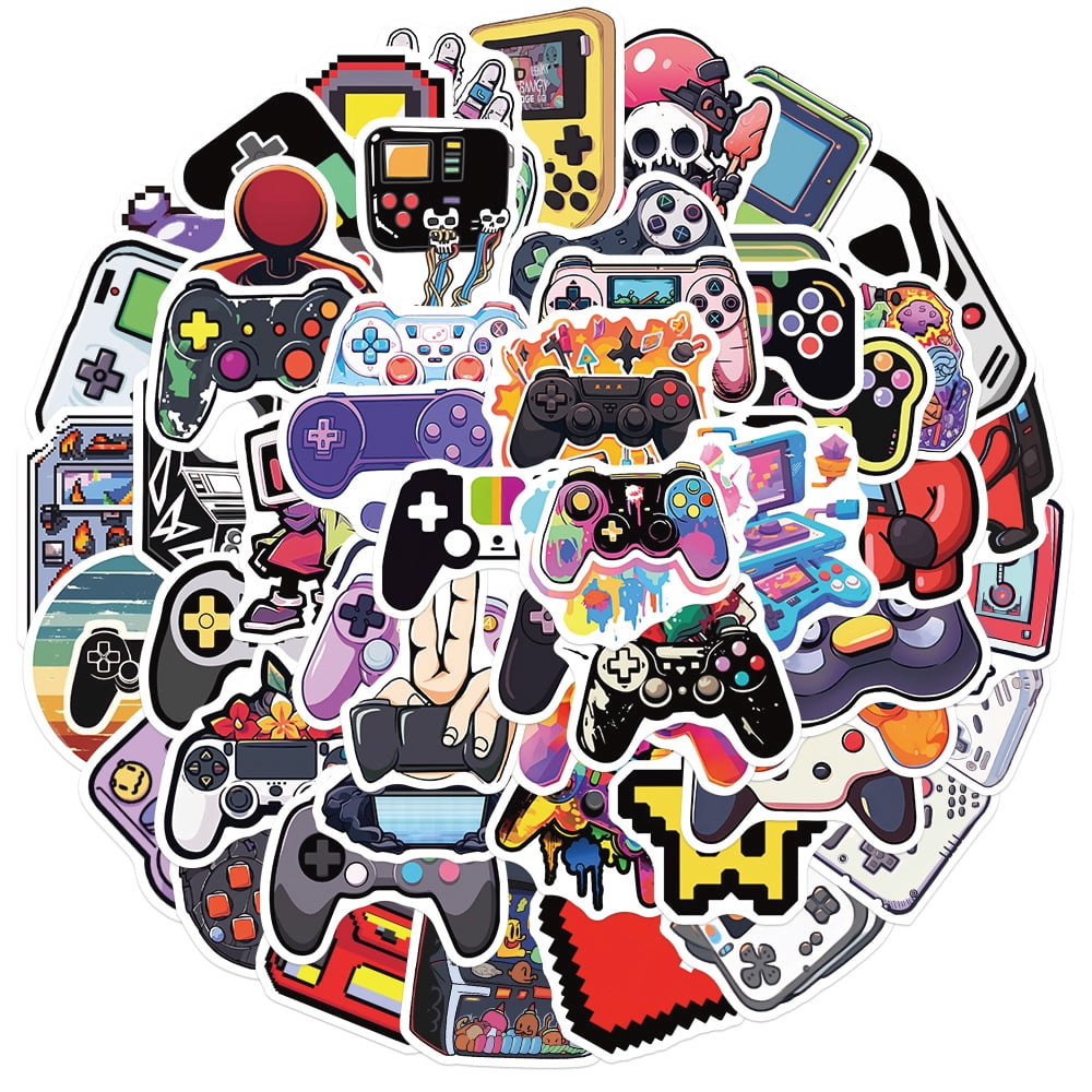 50 cartoon game controller stickers for personalized decoration, guitar ...