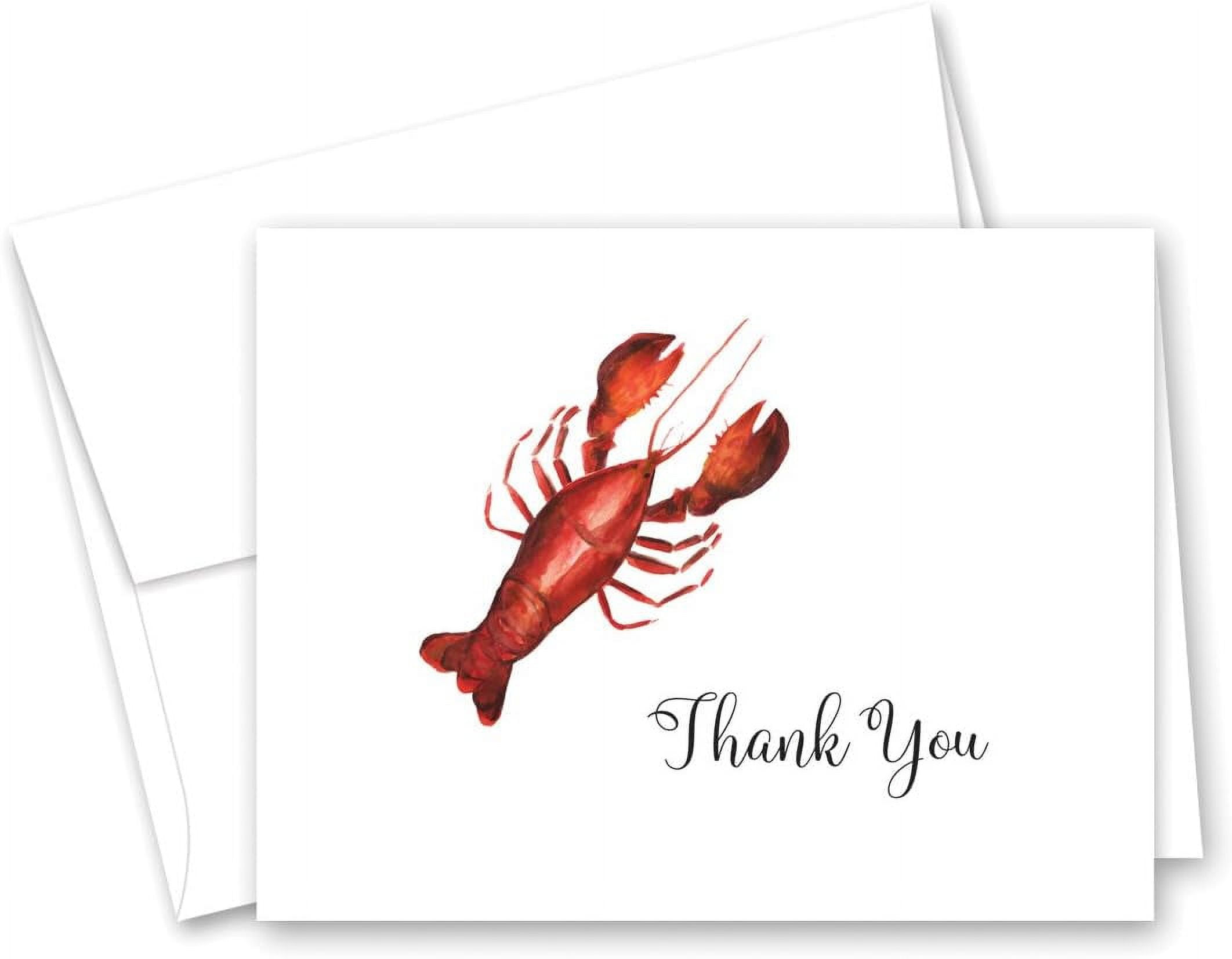50 cnt Watercolor Lobster Crawfish Thank You Cards - Walmart.com