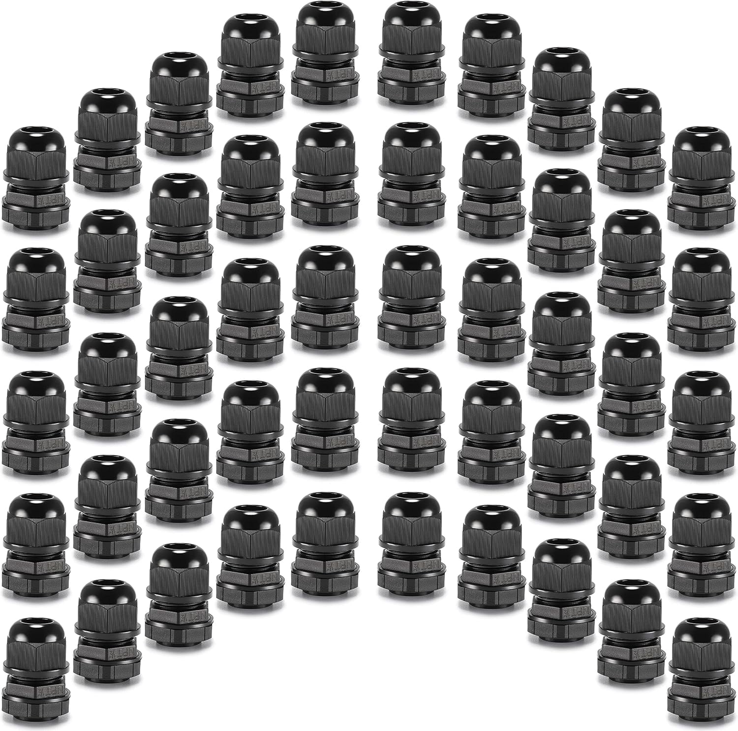 50 count 1/2" NPT Gland IP68 Nylon Pass Through Cord Connector Wire ...