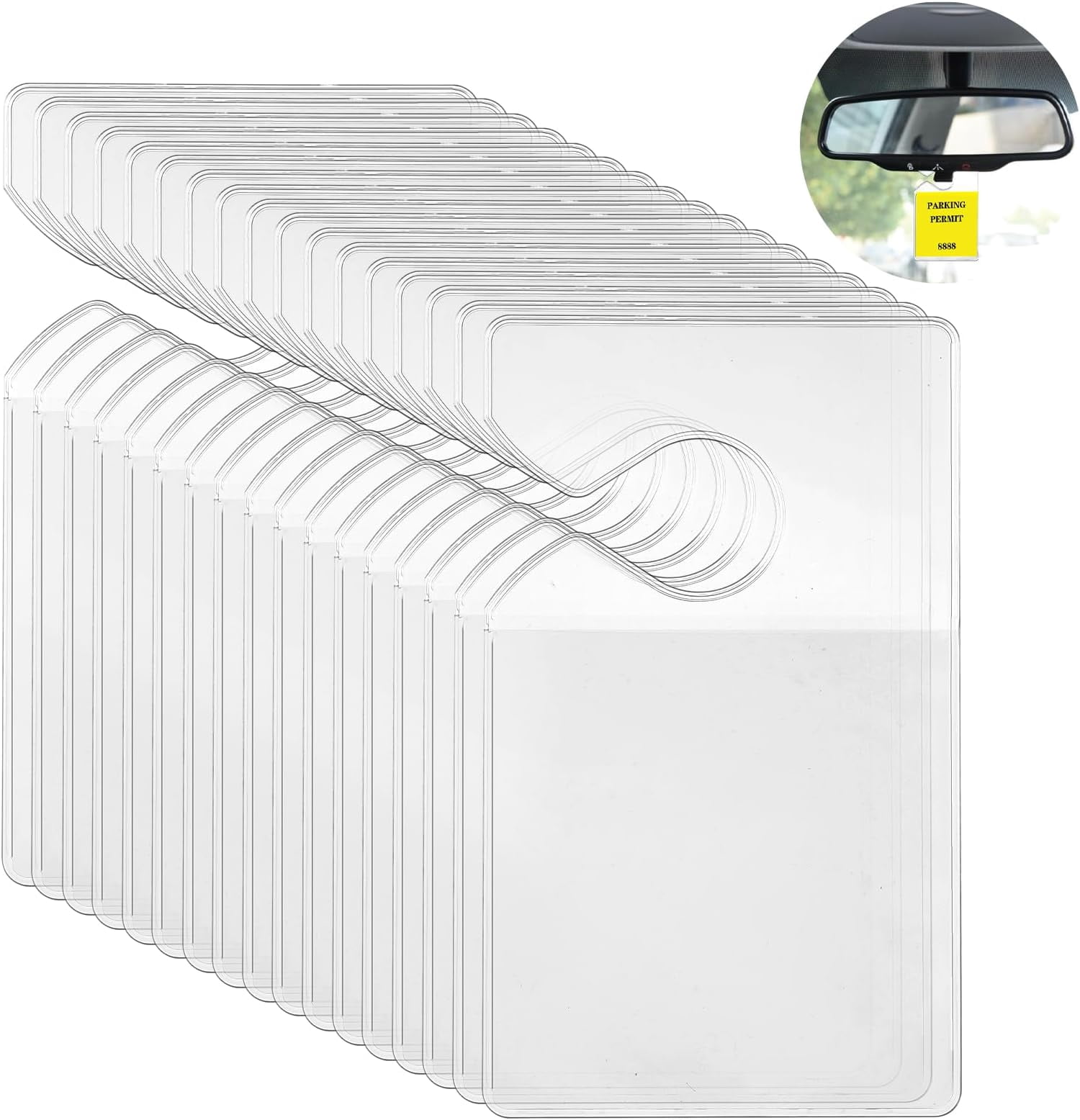 50 count Clear Parking Holder Parking Pass Holder Rearview Mirror ...