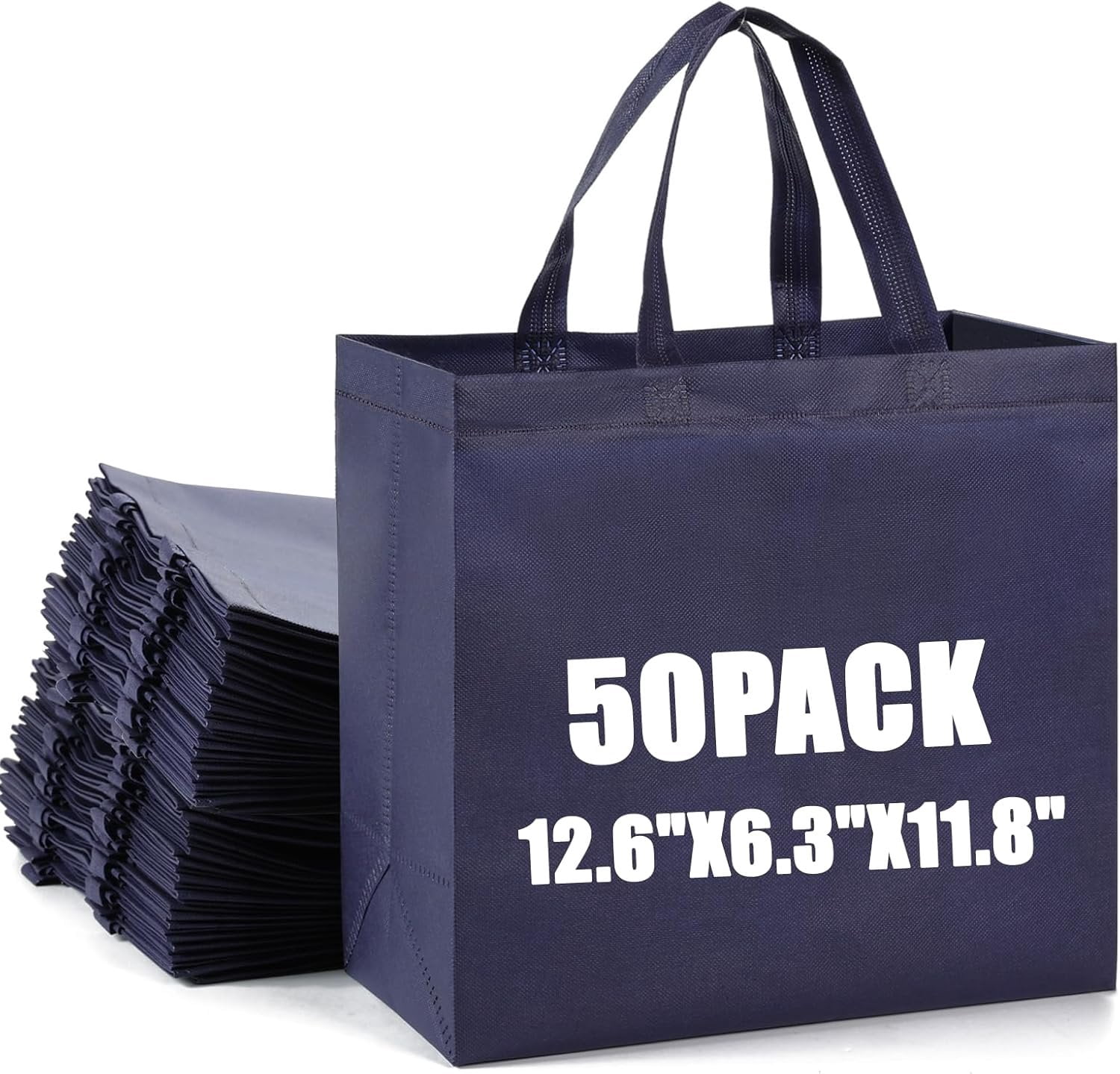 50 count Non Woven Shopping Bags Large Foldable Totes Bag with Handles ...