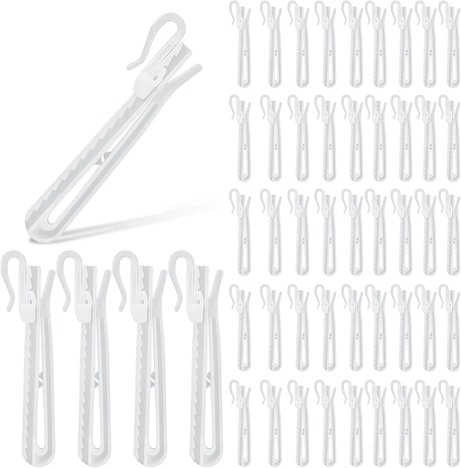 50 count Plastic Curtain Hooks Adjustable Pinch Pleat Hook Ratchet ...