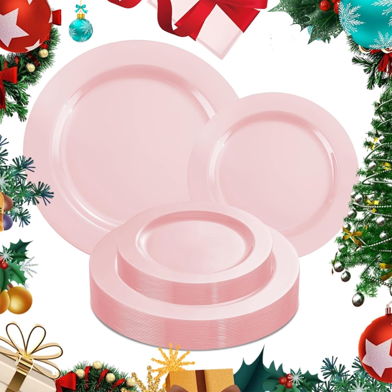 50 count Plastic Plates for Party Plates Disposable Heavy Duty Platos ...