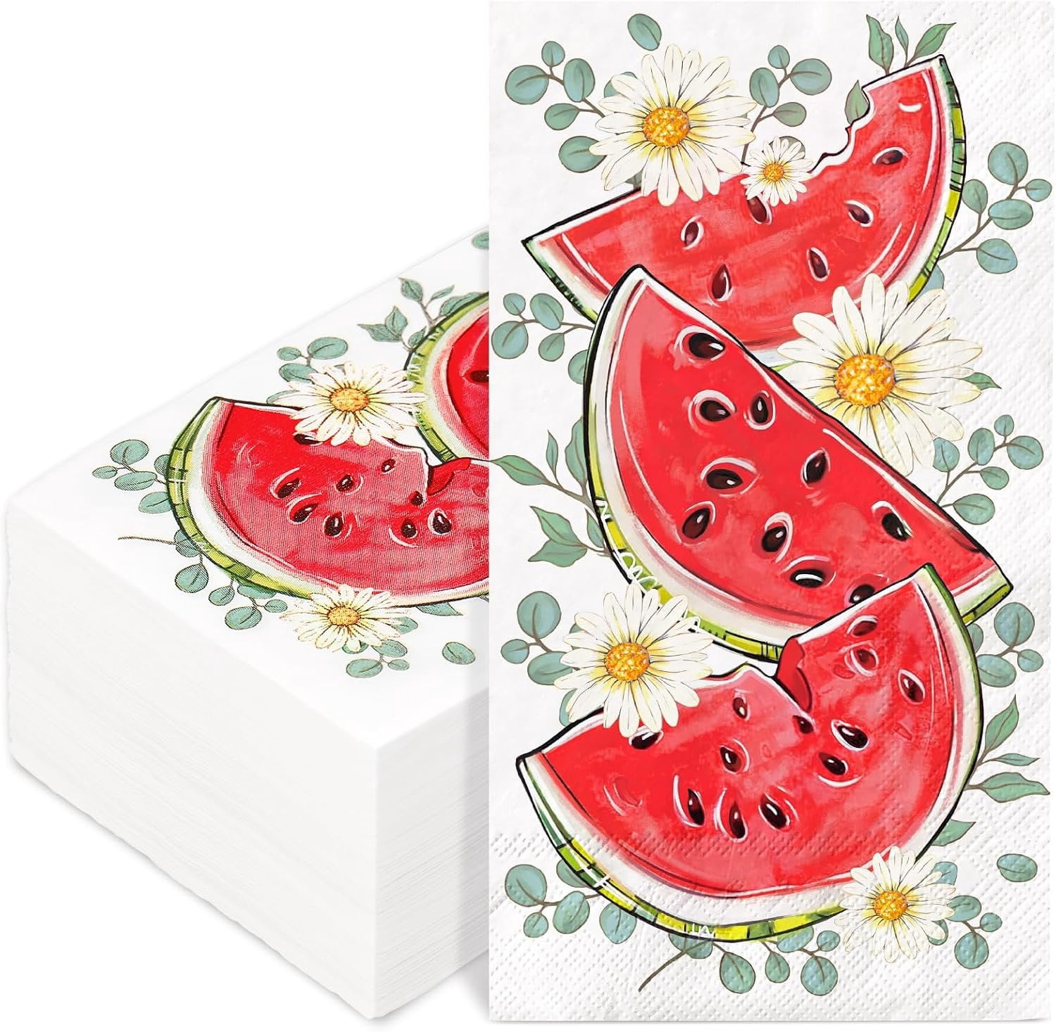 50 count Watermelon Paper Guest Napkin Spring Summer Fruit Daisy Flower ...