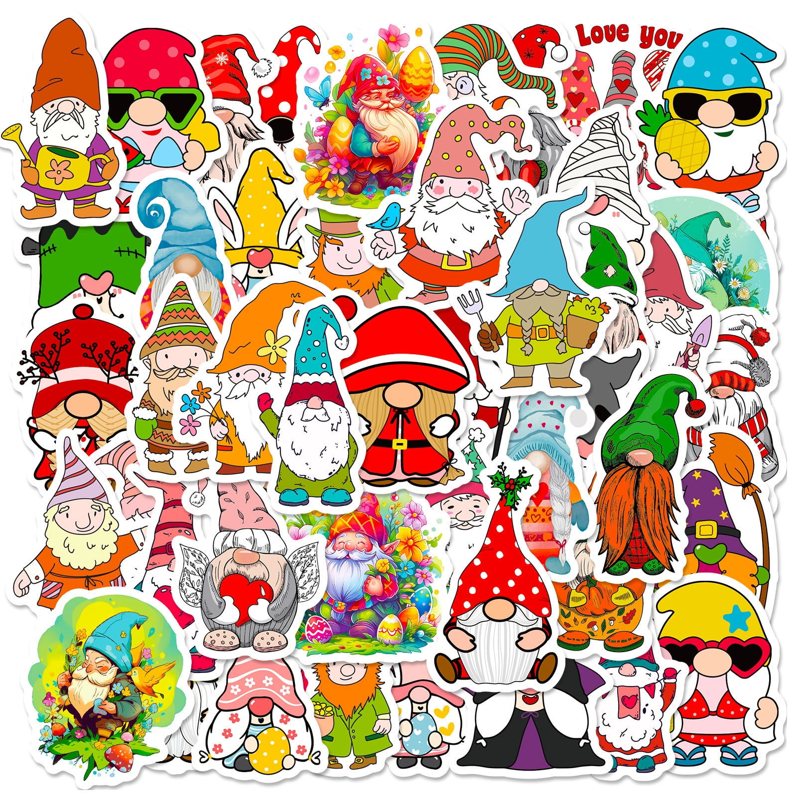 50 cute Christmas gnome cartoon dwarf stickers Christmas gnome dwarf ...