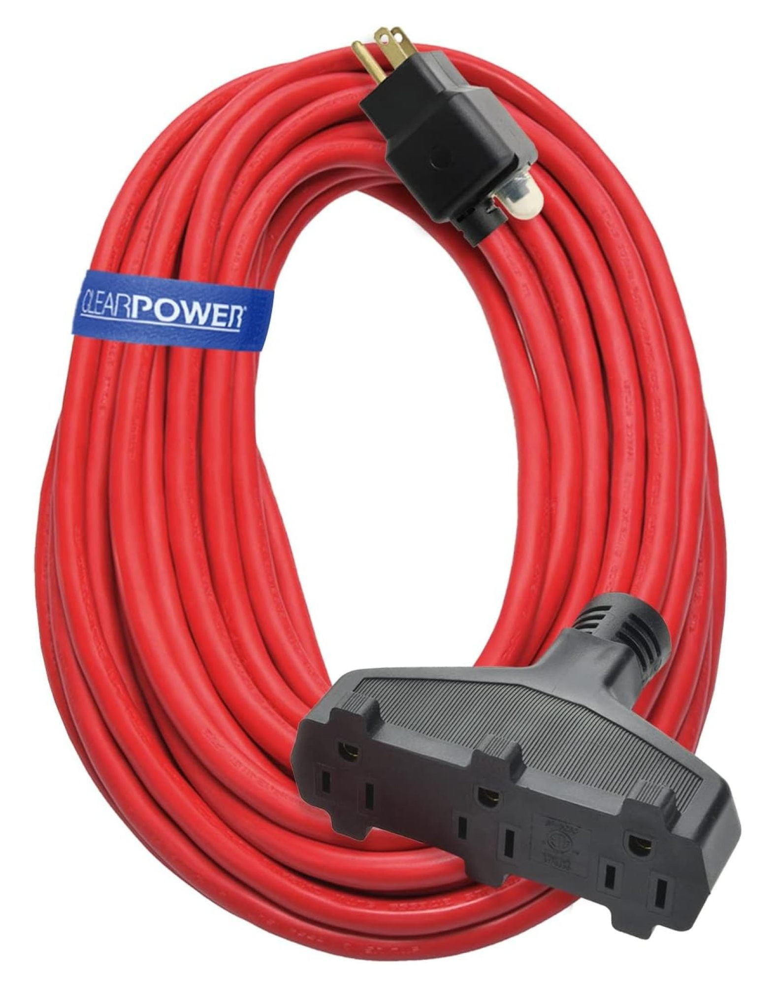 50 ft 14/3 SJTW 3 Outlet Heavy Duty Outdoor Extension Cord with Circuit ...